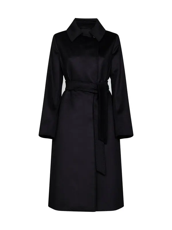 Max Mara Black Bcollag Long Wrap Coat