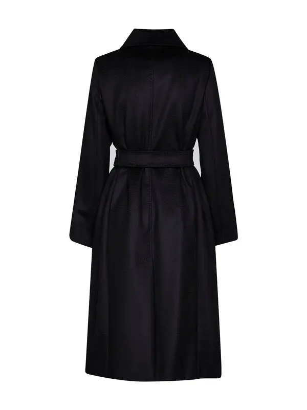Max Mara Black Bcollag Long Wrap Coat