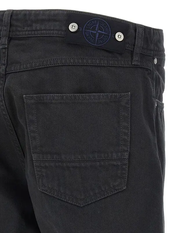 Stone Island Trousers With Contrast Topstitching And Logo Print