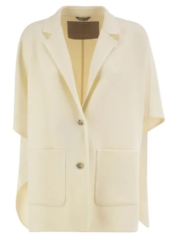 Herno Double Wool Cape With Lapel Collar - White