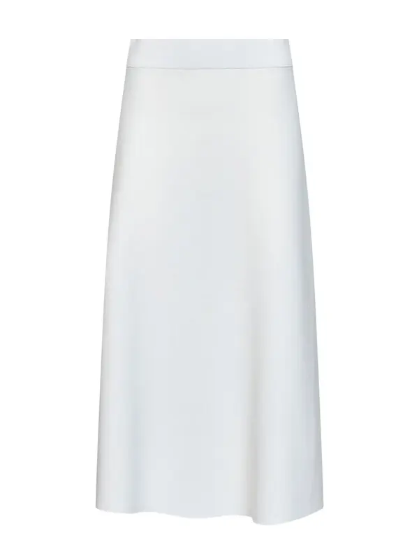 Max Mara White Viscose Crepe Mxmfuggito Flared Midi Skirt