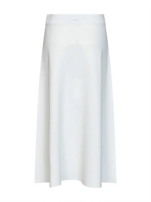 Max Mara White Viscose Crepe Mxmfuggito Flared Midi Skirt