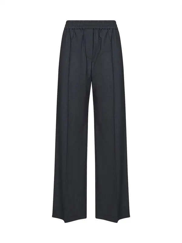 Brunello Cucinelli Dark Grey Wool Loose Track Trousers