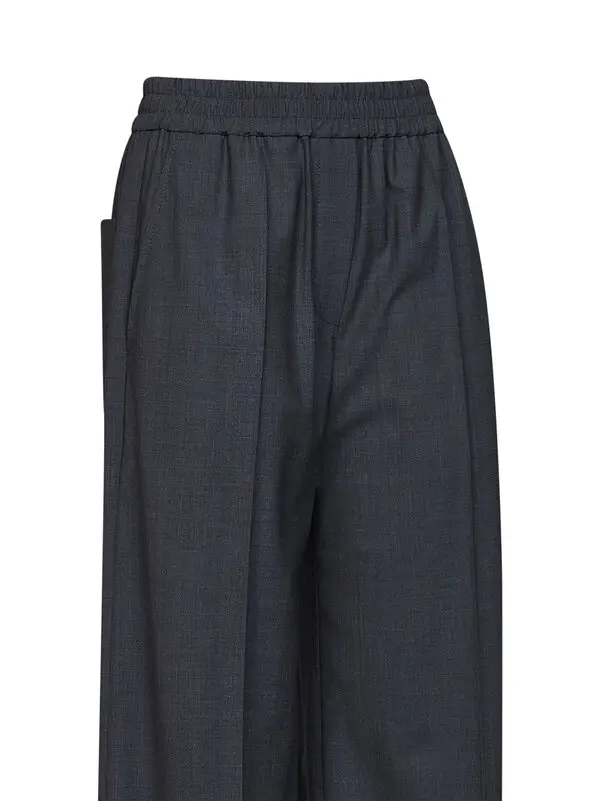 Brunello Cucinelli Dark Grey Wool Loose Track Trousers