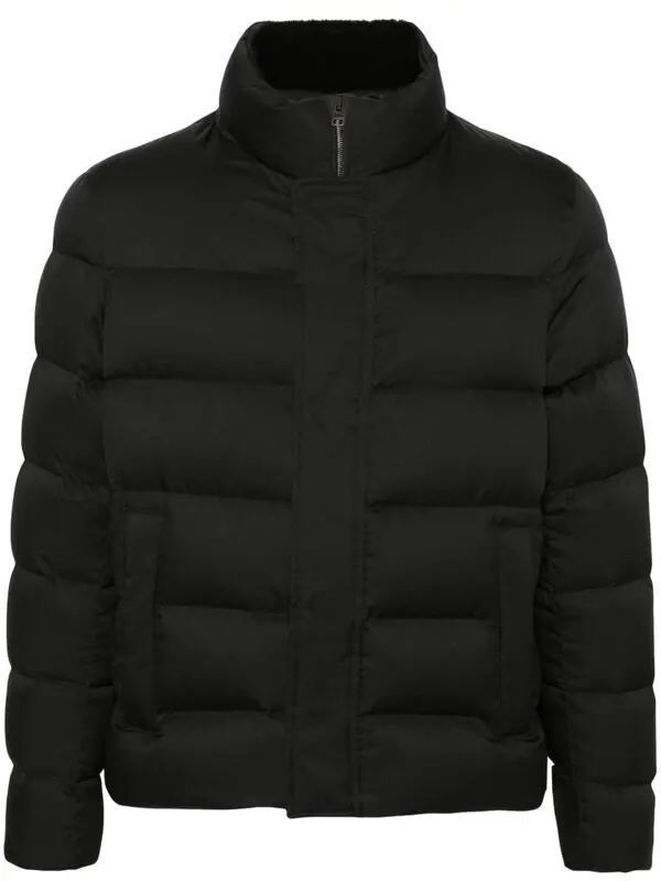 Herno Black Goose Down Padded Jacket With Faux Fur Trim - Multicolor