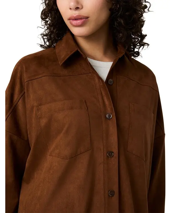 French Connection Sonja Faux Suede Button Front Shirt