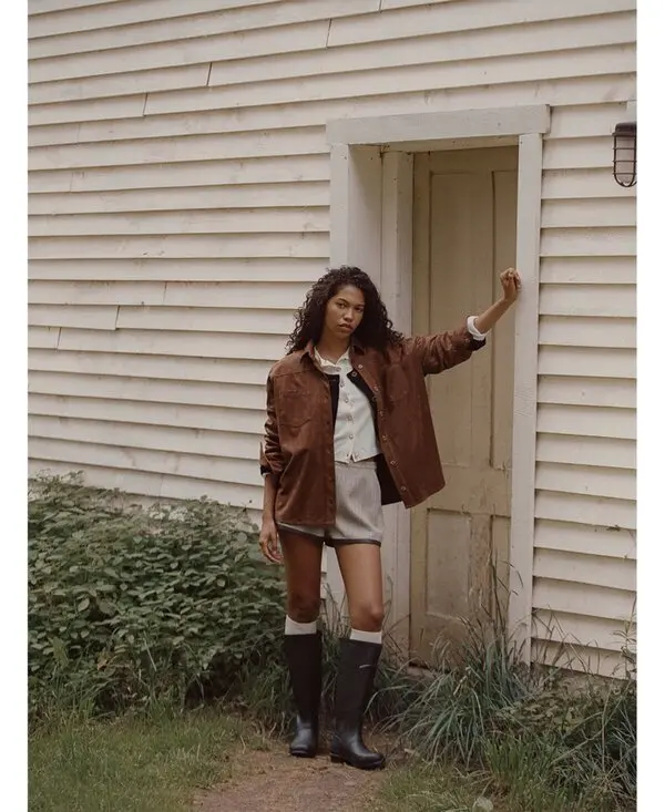 French Connection Sonja Faux Suede Button Front Shirt
