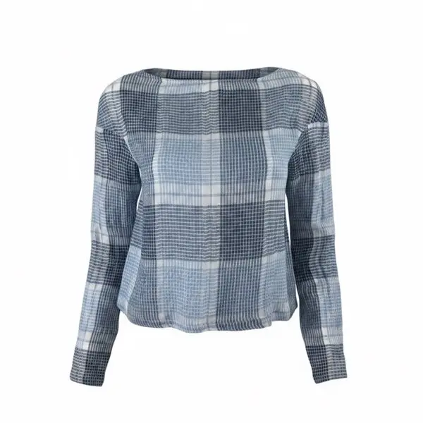 SNIDER Plaid Drawstring Top