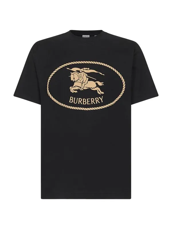 Burberry Black Cotton Knight Stamp T-shirt - Multicolor