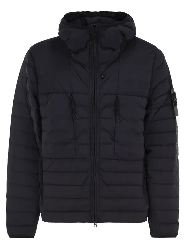 Stone Island Seamless Tunnel Down-tc Stretch Hooded Down Jacket - Blue