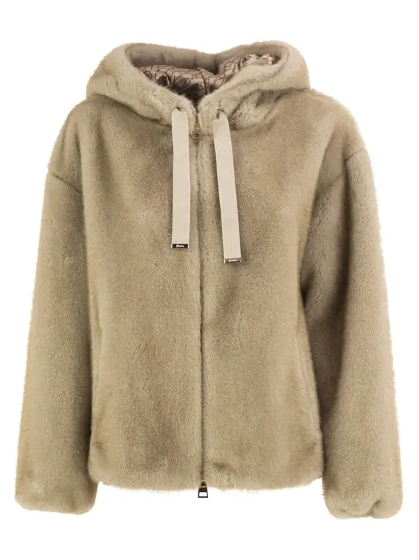 Herno Faux Fur Hooded Jacket - Cream