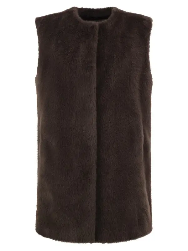 Herno Long Faux Fur-effect Gilet - Brown