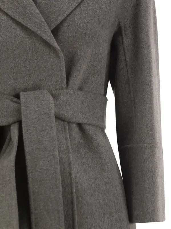 Max Mara Arona Virgin Wool Belted Coat - Gray