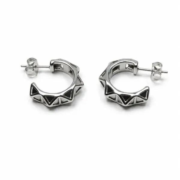 JAGGED HALO JEWELRY Rhodium-plated Stainless Steel Hoop Earrings - Silver