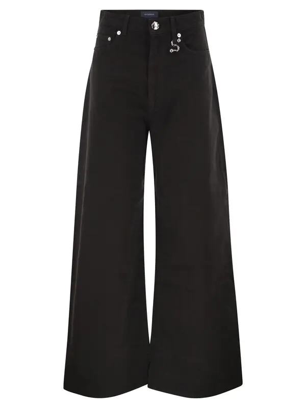 Sportmax Wide-leg Cotton Denim Jeans With Signature Metal Detail - Black