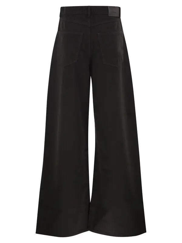 Sportmax Wide-leg Cotton Denim Jeans With Signature Metal Detail - Black