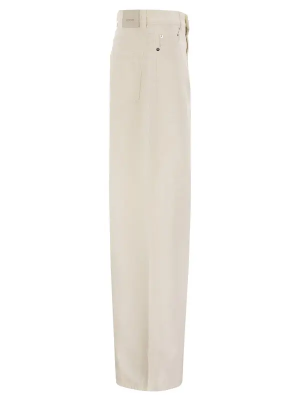 Sportmax Wide-leg Cotton Denim Jeans With Signature Detail - Cream