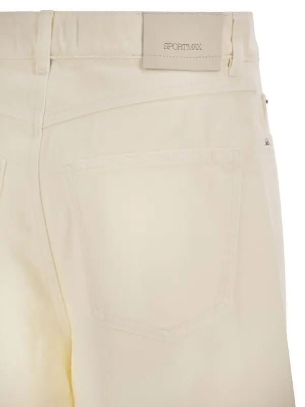 Sportmax Wide-leg Cotton Denim Jeans With Signature Detail - Cream