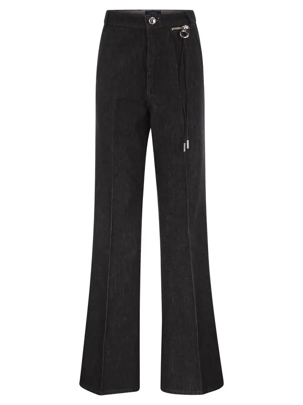 Sportmax Flared Cotton Denim Jeans With Signature Metal Details - Multicolor