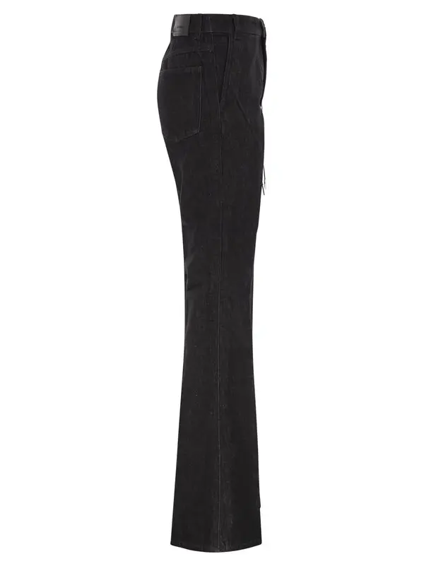 Sportmax Flared Cotton Denim Jeans With Signature Metal Details - Multicolor