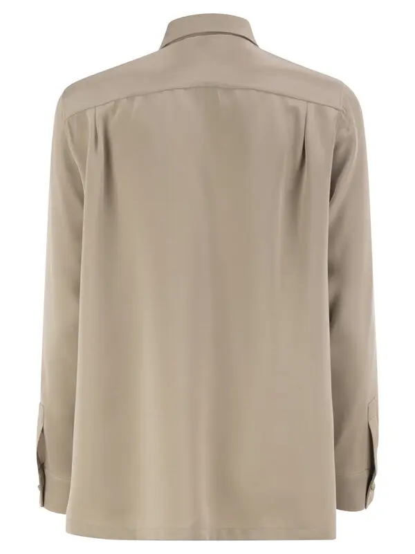 Max Mara Silk Shirt With Embroidered M Logo - Cream