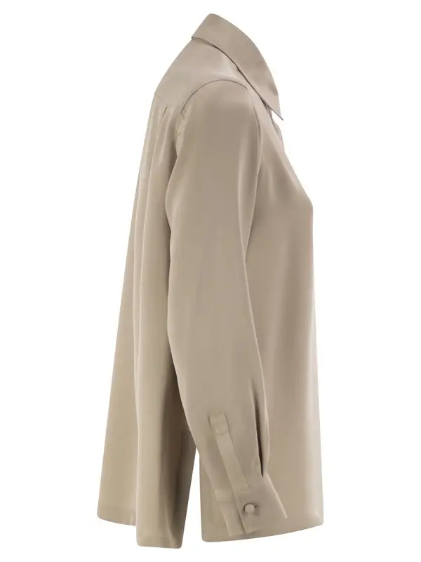 Max Mara Silk Shirt With Embroidered M Logo - Cream