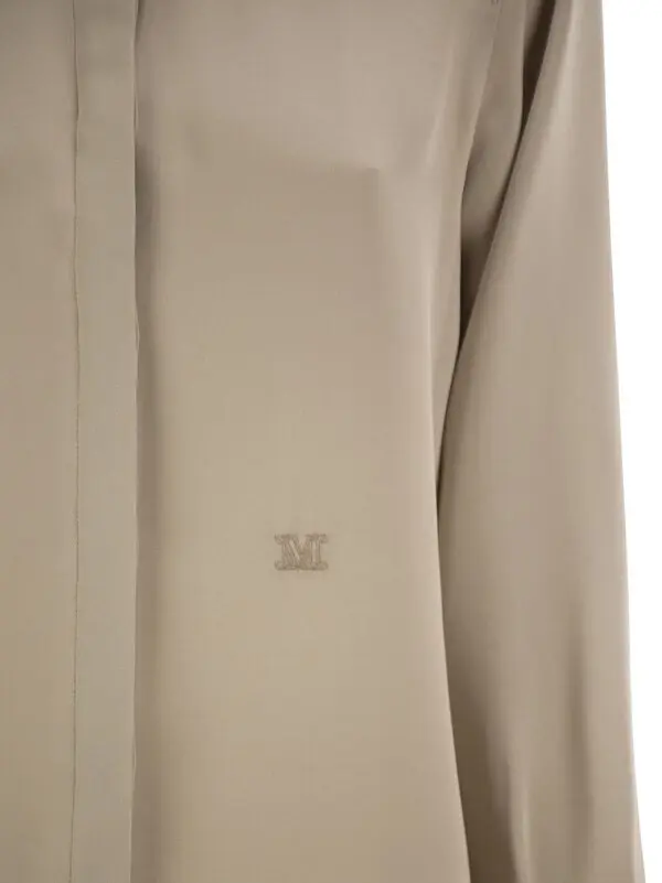 Max Mara Silk Shirt With Embroidered M Logo - Cream