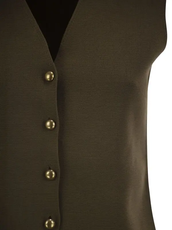 Max Mara Viscose Knit Waistcoat With Gold-tone Buttons - Yellow