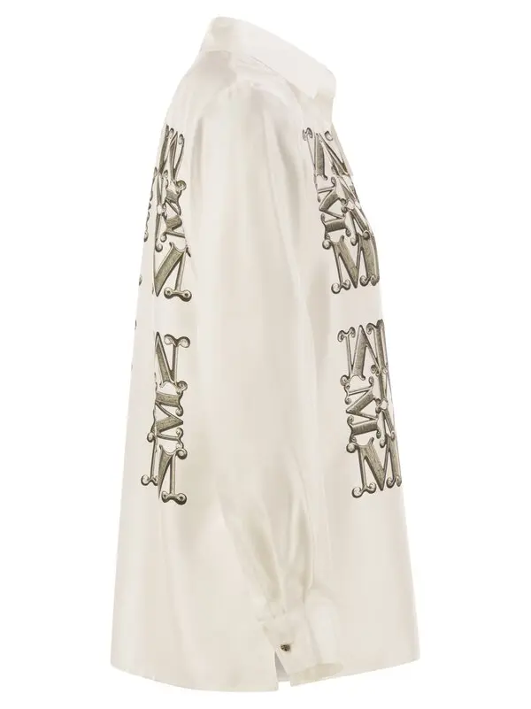 Max Mara Mxmfiltro Silk Shirt With Monogram Print