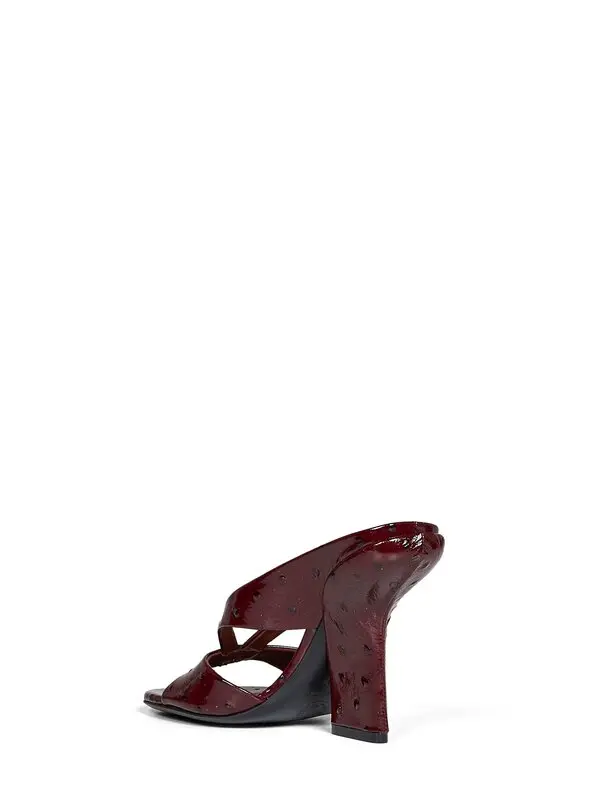 Dries Van Noten Burgundy Ostrich-embossed Leather Heeled Mules - Multicolor