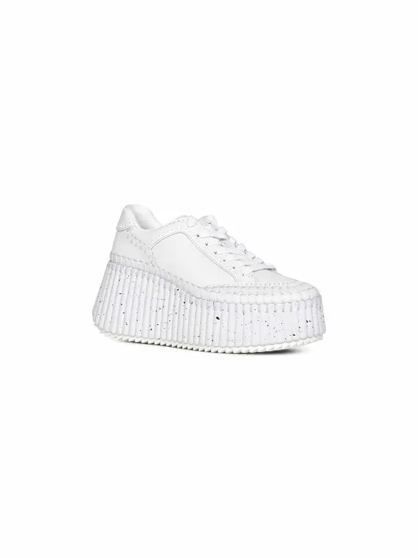 Chloé White Nama Wedge Sneakers