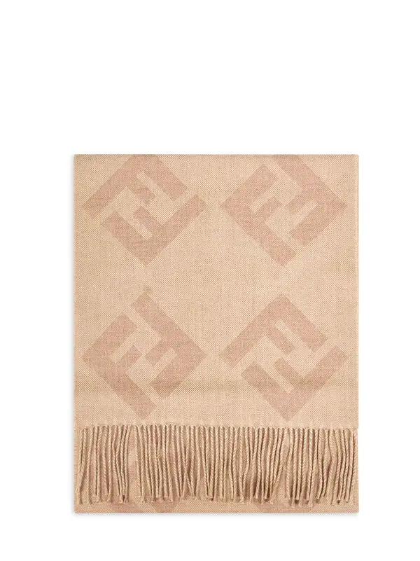 Fendi Silk Beige Ff Wool Scarf - Multicolor