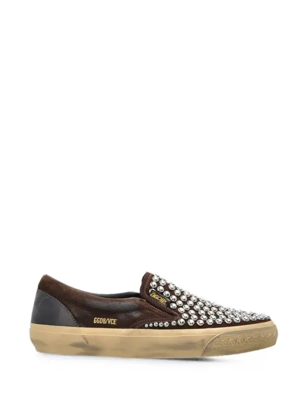 GOLDEN GOOSE Embellished Leather Slip-on Sneakers - Multicolor