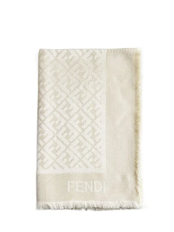 Fendi Silk Ivory Organic Silk Shaw - Multicolor