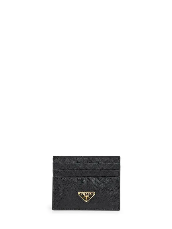 Prada Accessori Pelletteria Black Saffiano Leather Card Holder - Multicolor