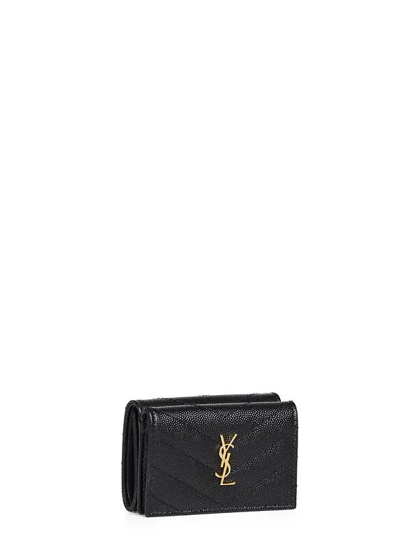 Saint Laurent Black Cassandre Origami Tiny Wallet
