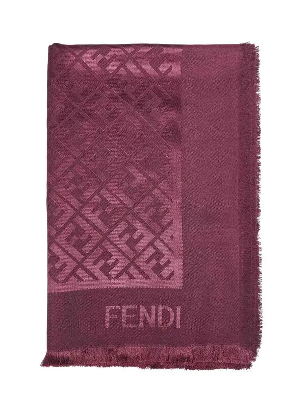 Fendi Silk Burgundy Silk And Wool Ff Shawl - Multicolor