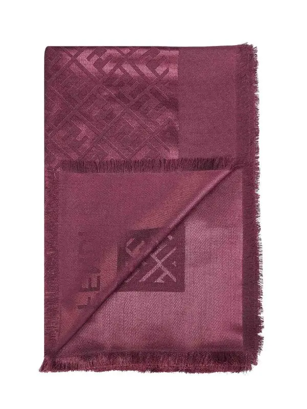 Fendi Silk Burgundy Silk And Wool Ff Shawl - Multicolor