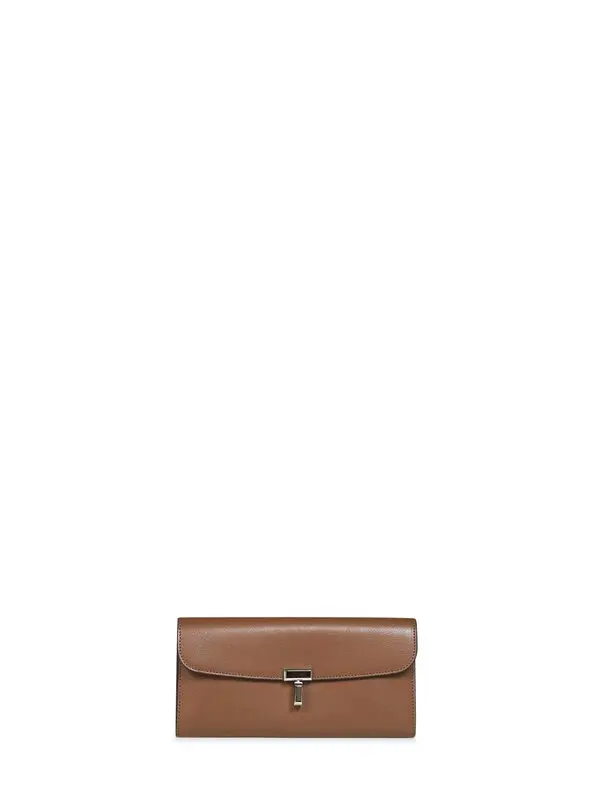 TOTEME Tiramisu Brown Palmellato Leather T-lock Wallet - Multicolor