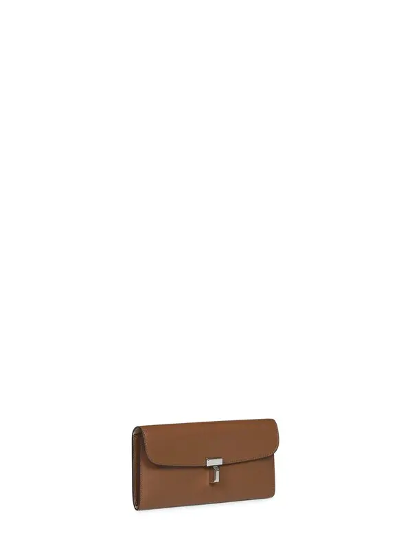 TOTEME Tiramisu Brown Palmellato Leather T-lock Wallet - Multicolor