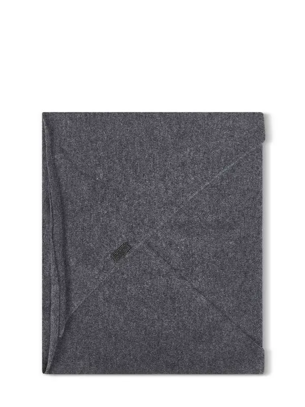 Brunello Cucinelli Lead Grey Cashmere Scarf With Monili - Multicolor