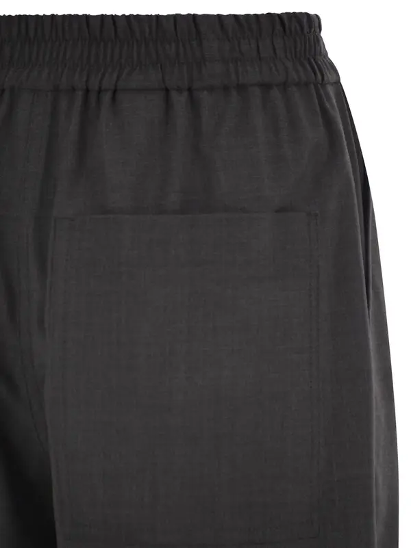 Brunello Cucinelli Stretch Virgin Wool Fluid Wide Leg Trousers - Multicolor