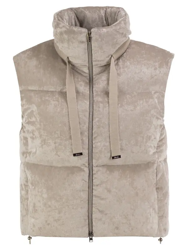 Herno Velvet-effect Padded Gilet - Cream