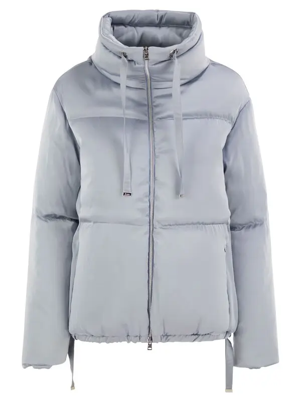 Herno High-neck Padded Down Jacket With Drawstring Collar - Blue