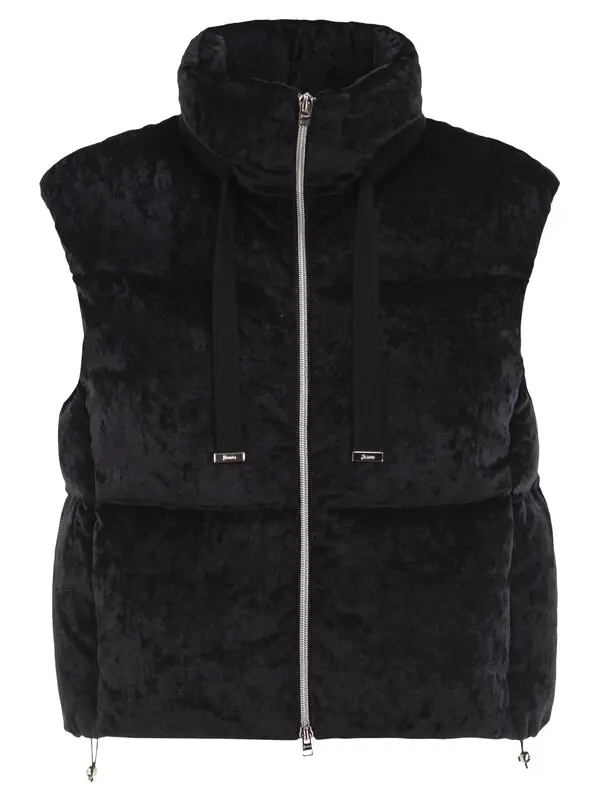 Herno Velvet-effect Padded Gilet - Black