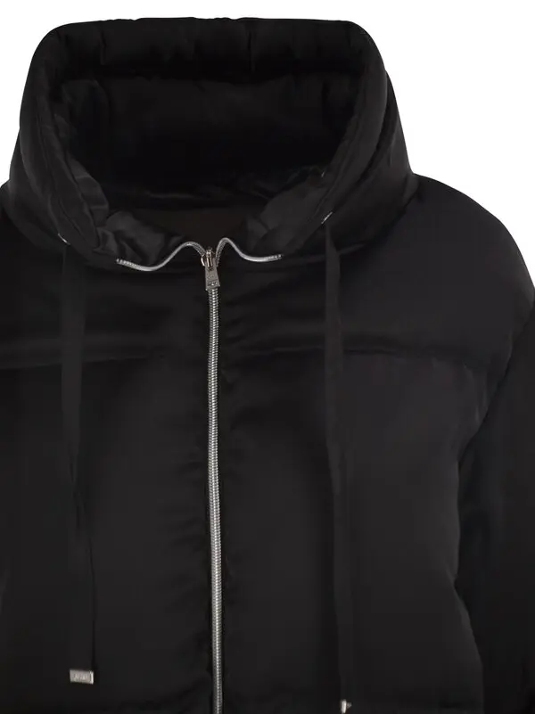 Herno High-neck Down Jacket With Drawstring Collar - Black