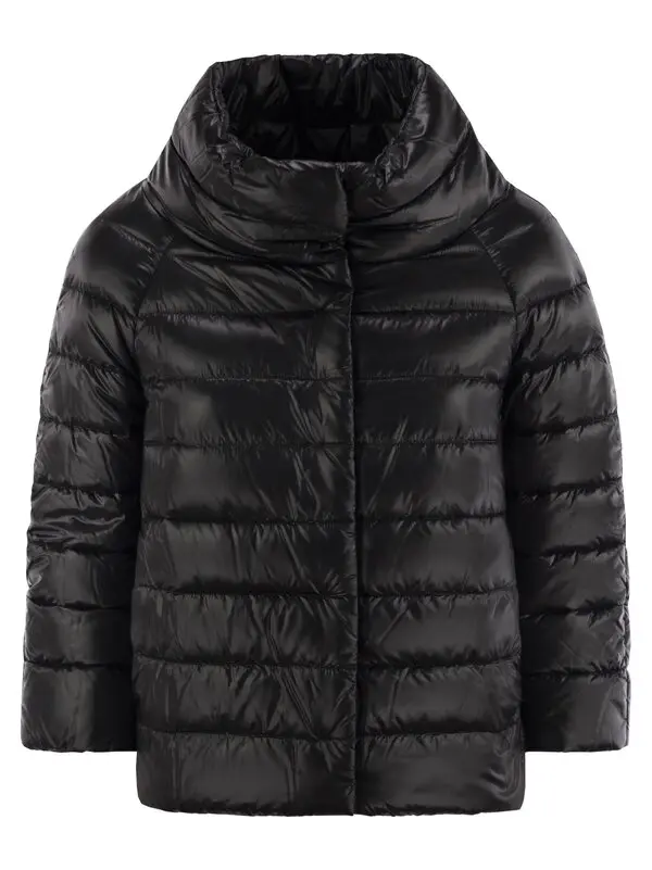Herno Sofia Mini Cape With 3/4 Sleeves - Black
