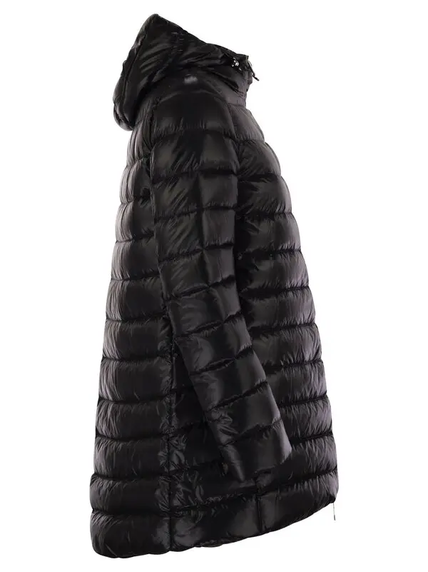 Herno A-shape Ultralight Nylon Down Jacket With Adjustable Hood - Black