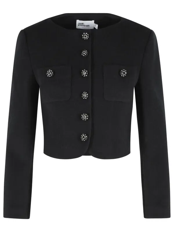 SELF-PORTRAIT Wool Blend Padded Jacket - Black
