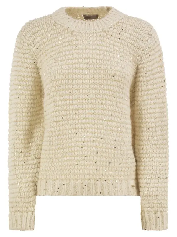 Herno Alpaca-blend Jumper With Sequins - Cream
